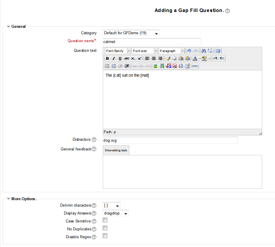 Gapfill question type – MoodleDocs