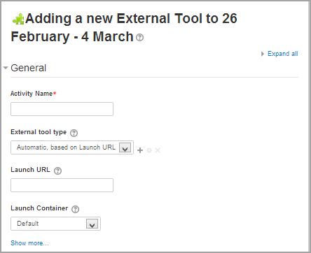 External tool settings - MoodleDocs