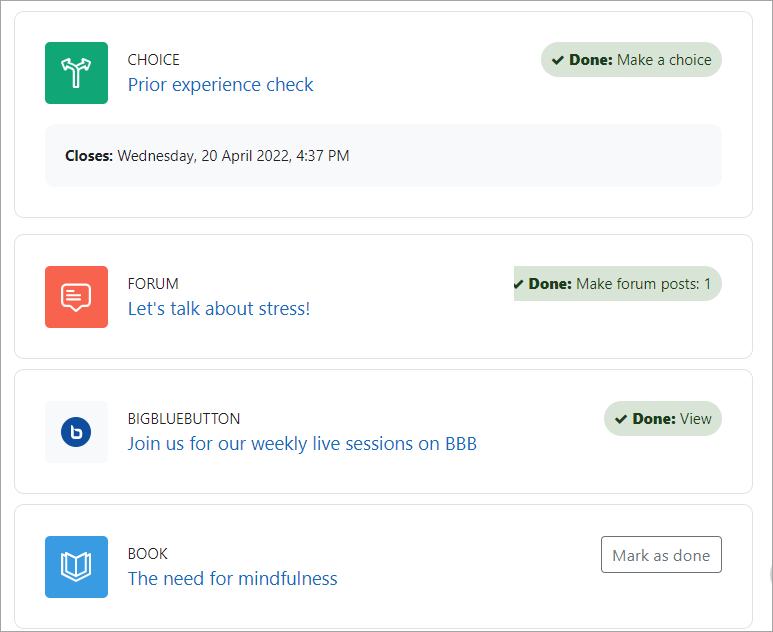 Using Activity completion - MoodleDocs
