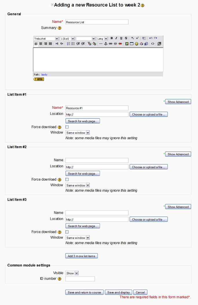 Resource List - MoodleDocs