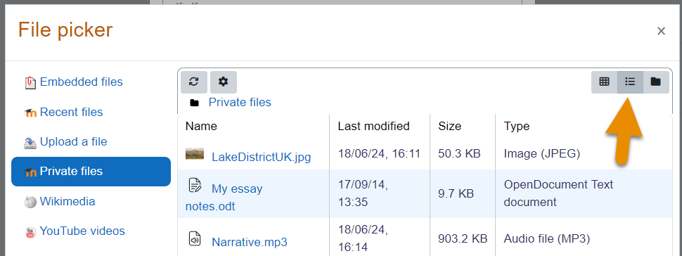 File picker - MoodleDocs