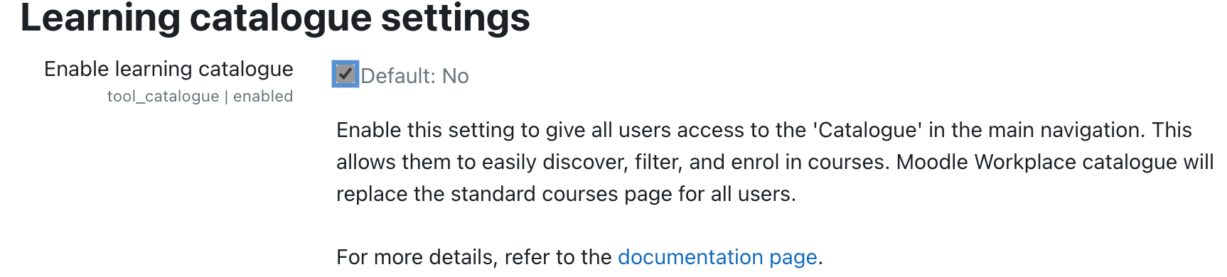 Catalogue Configuration - MoodleDocs