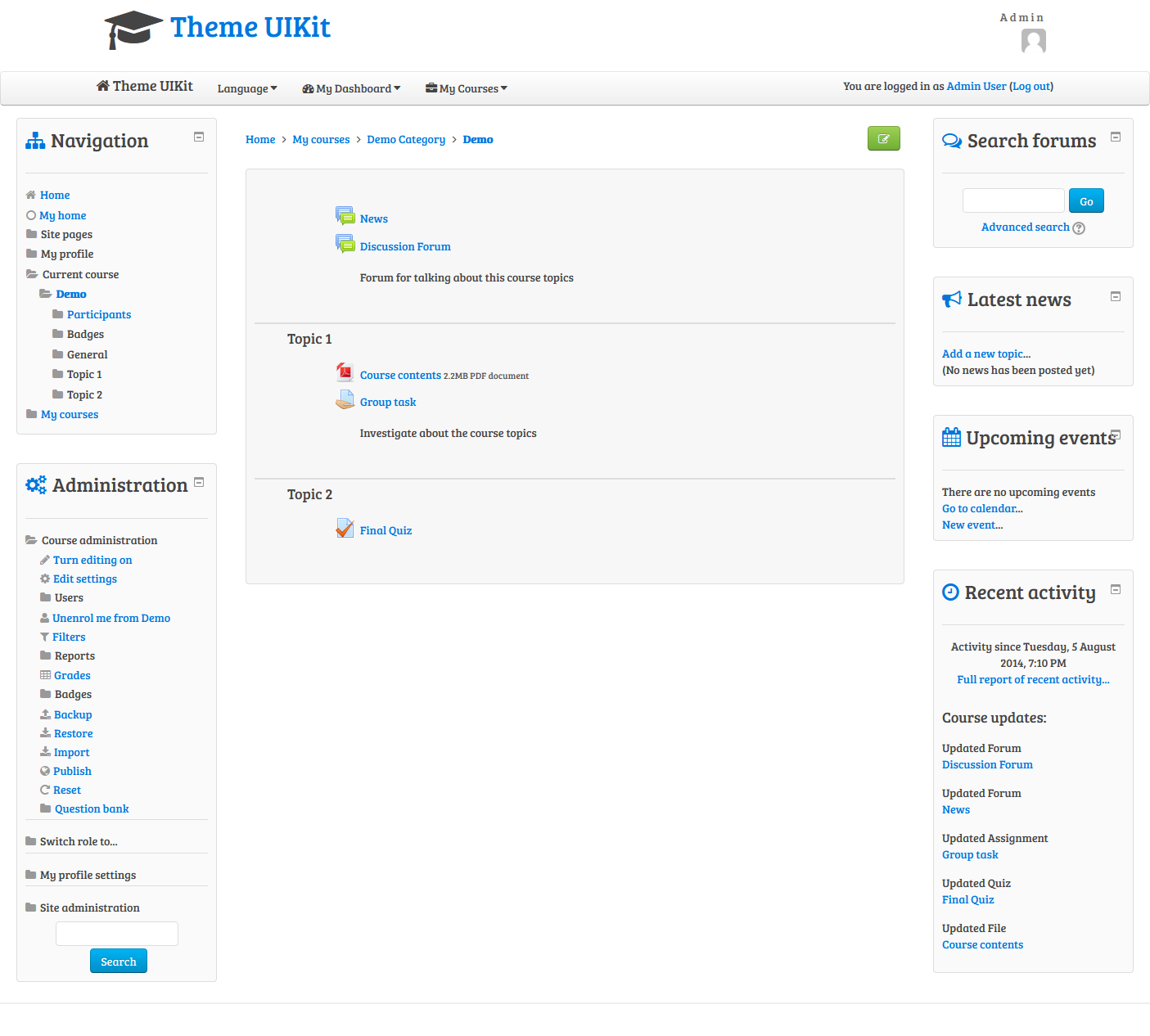 UIkit theme - MoodleDocs