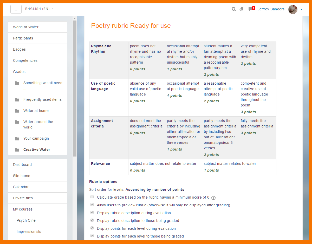 Archivo:RubricFeaturesNew.png - MoodleDocs