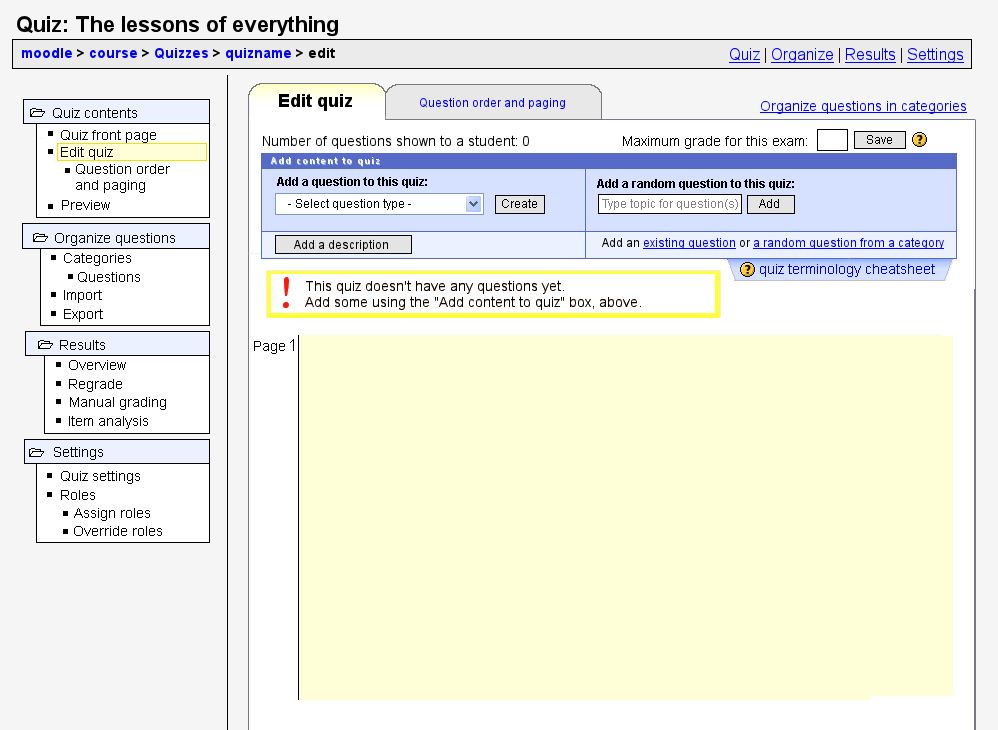 Development:Quiz UI redesign prototype - MoodleDocs