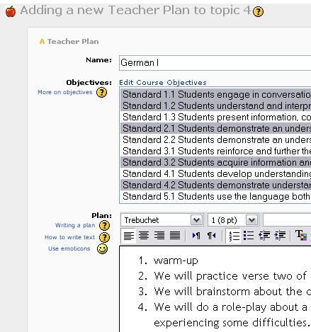 Teacherplan module - MoodleDocs